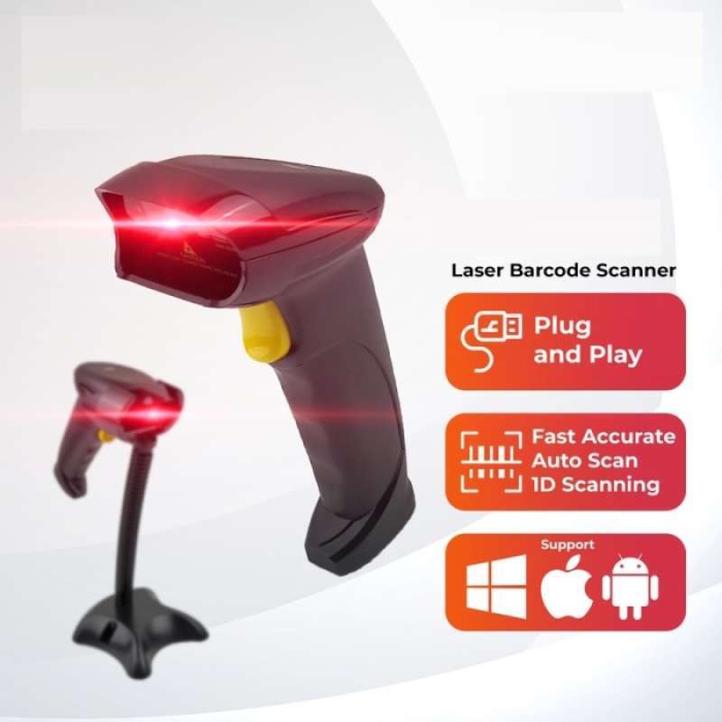 Promo Barcode Scanner Vq Model X-9300 With Standing Black 1D Diskon 10% ...