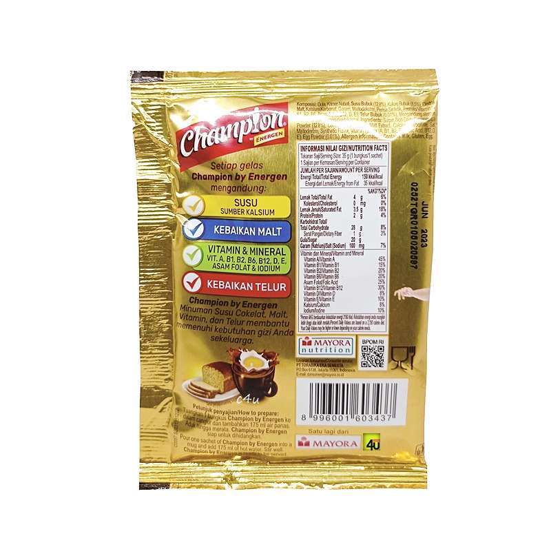 Promo Energen Champion - Minuman Serbuk Rasa Cokelat Malt - Paket 5 ...