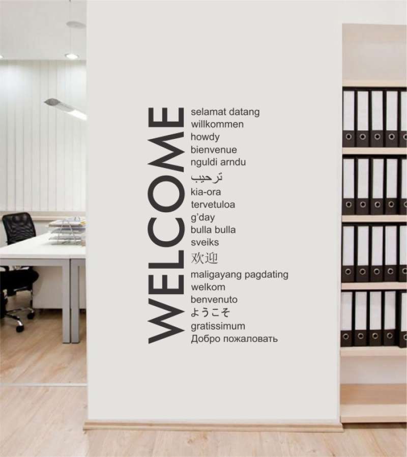 Jual Wall Stiker Welcome Multi Bahasa Sticker Dinding Kantor Toko Kafe ...