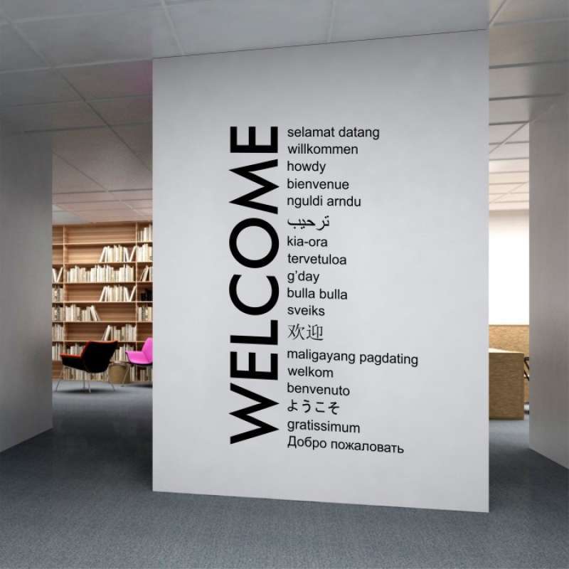 Jual Wall Stiker Welcome Multi Bahasa Sticker Dinding Kantor Toko Kafe ...