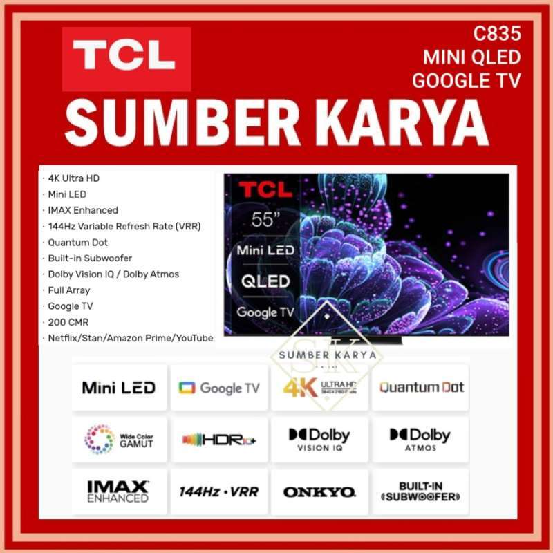 Jual Tcl 55c835 (2022) Mini Led 55 Inch Uhd 4k Smart Google Tv Onkyo Atmos Di Seller Sumber ...