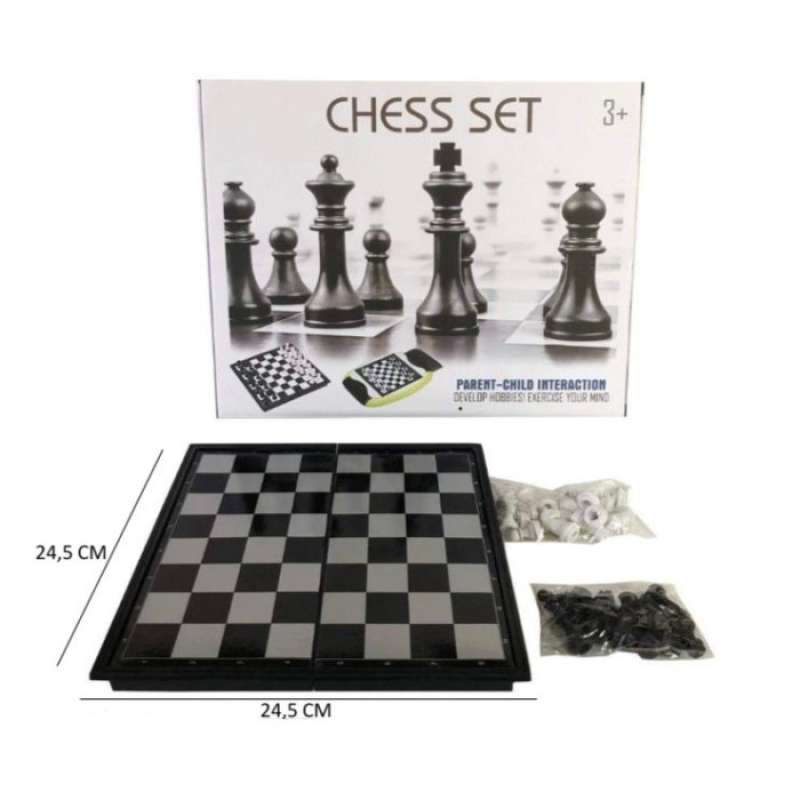 Jual MAINAN ANAK CHESS SET PORTABLE PAPAN CATUR HITAM PUTIH CATUR ...