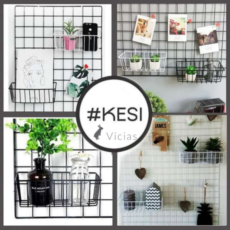Jual Kesi 24cm - Keranjang Besi Gantung Wire Mesh Grid Wall Hiasan ...