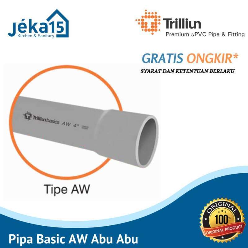 Jual PIPA PVC BASIC TRILIUN ABU TYPE : AW BERBAGAI UKURAN - 3/4 di ...