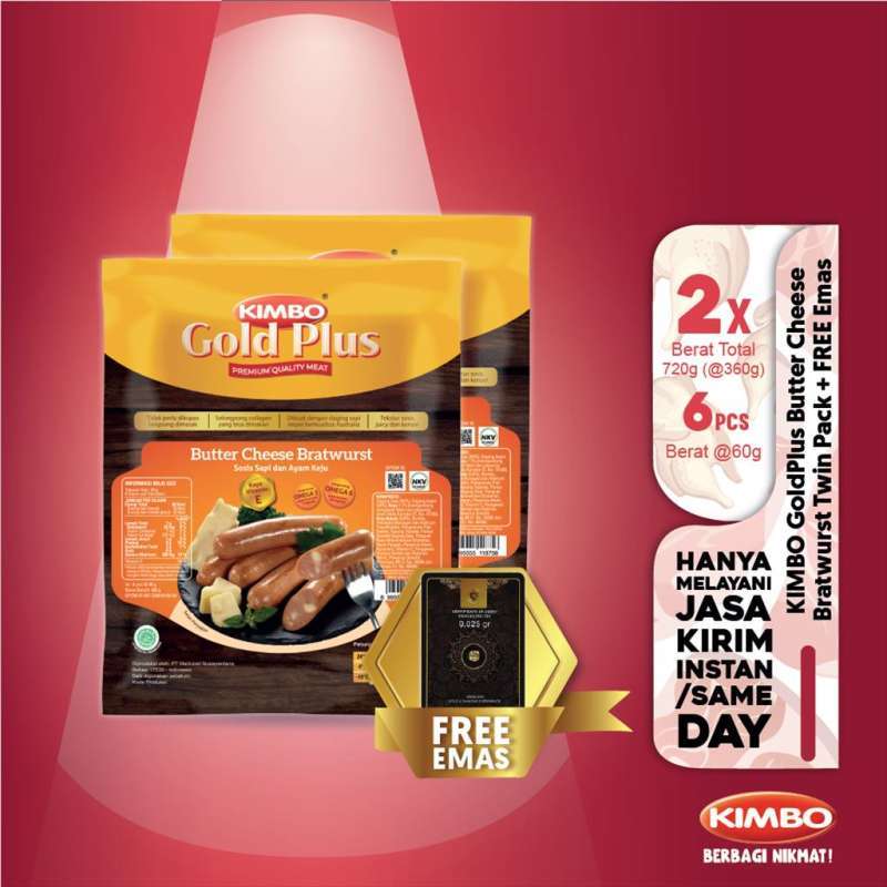 Jual KIMBO Gold Plus Bratwurst Butter Cheese6 FREE Emas [Twin Pack] di ...