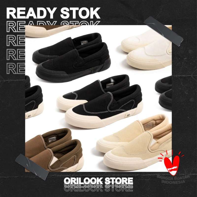 Promo Patrobas Cloud Slip On Black White, Off White, Beige, Olive, Full ...