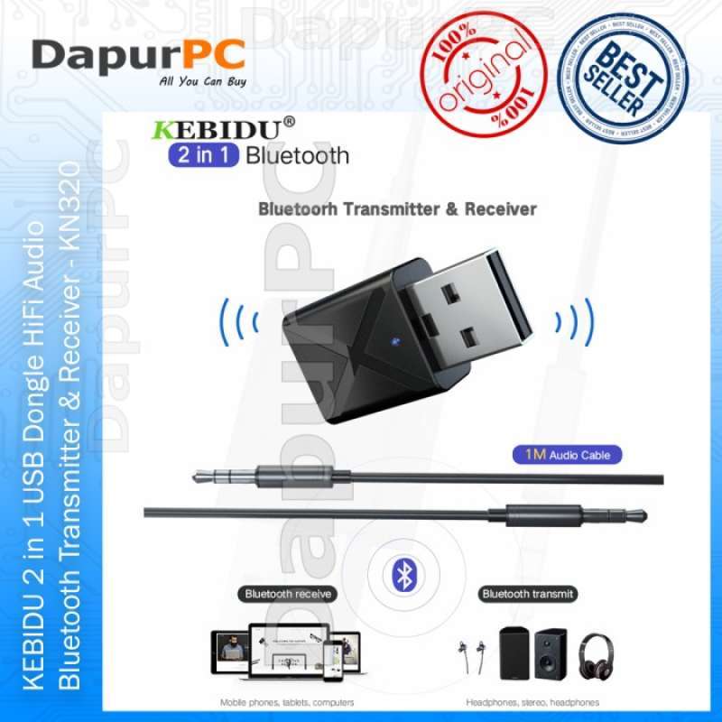Jual Audio Bluetooth V5 Transmitter & Receiver 2 In 1 Usb Dongle Hifi ...