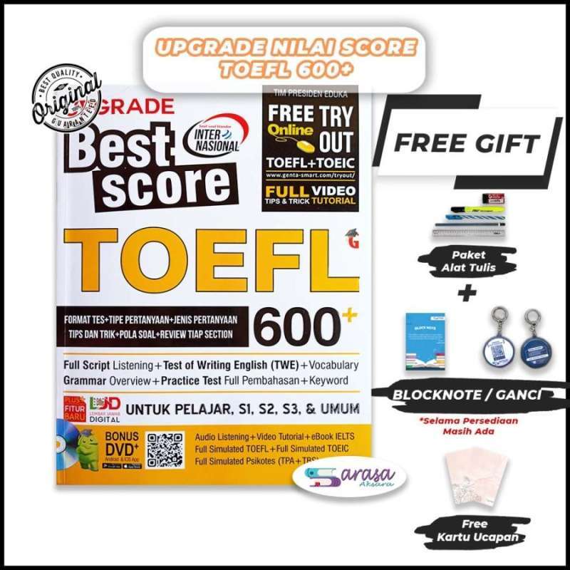 Jual BUKU TES TOEFL TOEIC : UPGRADE BEST SCORE TOEFL 600+ , +DVD ...