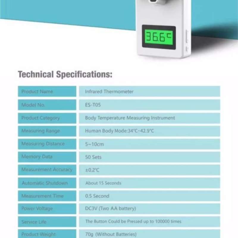Jual Termometer Infrared Digital Suhu Tubuh Badan Sensor Non Contact Di ...