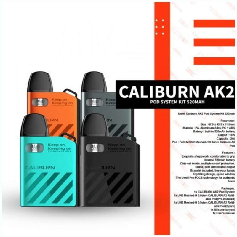 Jual Uwell Caliburn Ak2 Pod System Kit 520Mah Ak2 Kode 001 di Seller mumbul store - Wijaya ...