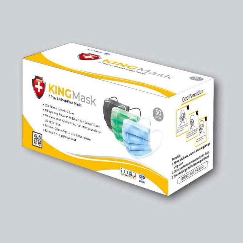 Jual MASKER MEDIS 3PLY KING MASK ISI 50 PCS EARLOOP - IZIN KEMENKES ...