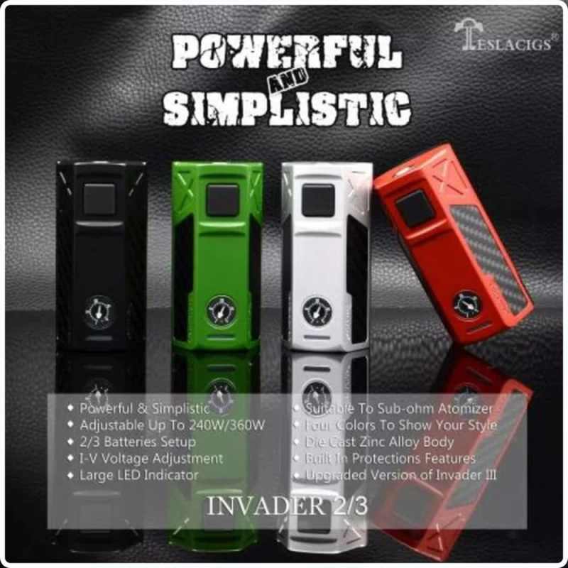 Jual Tesla Invader 2/3 Box Mod Authentic 360W Vape Vapor Vapzer Kode ...