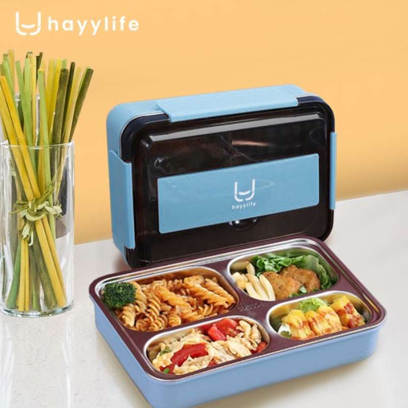 Jual OEM HAYYLIFE Kotak Makan Stainless Bento Lunch Box 4 Sekat 1000 ML ...