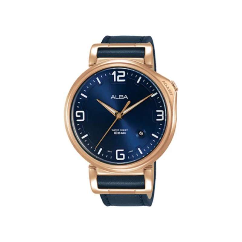 Promo Alba Jam Tangan Pria Alba AS9F92X1 Tali Kulit Dial Biru Rose Gold ...