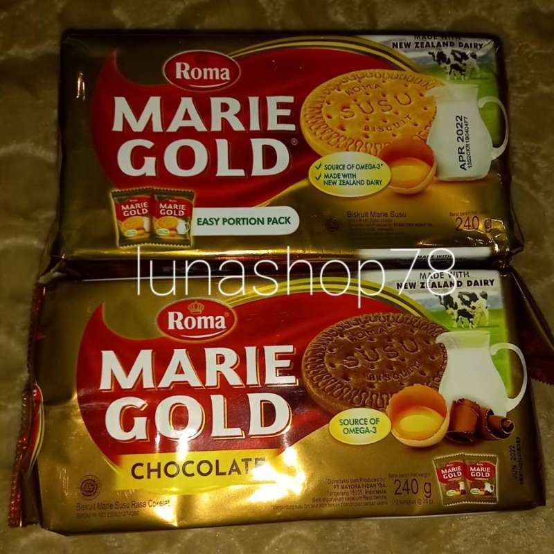Jual Biskuit Marie Susu / Cokelat Roma Marie Gold Milk / Chocolate 240g ...