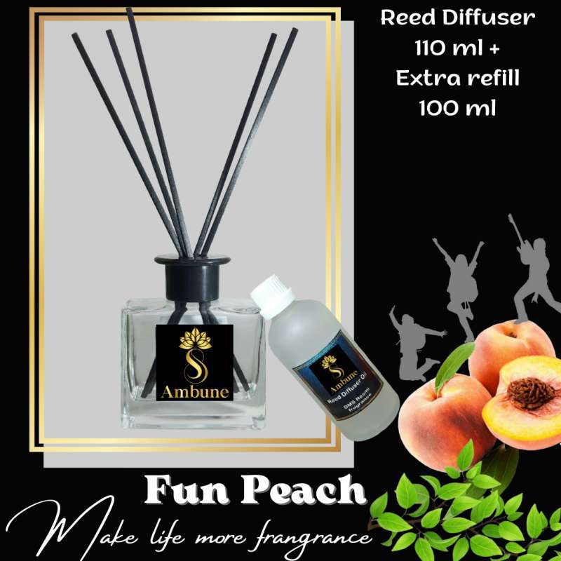 Jual Pengharum ruangan Fun Peach Reed Diffuser 110 ml + Refill 100 ml Ambune di Seller Ambune ...