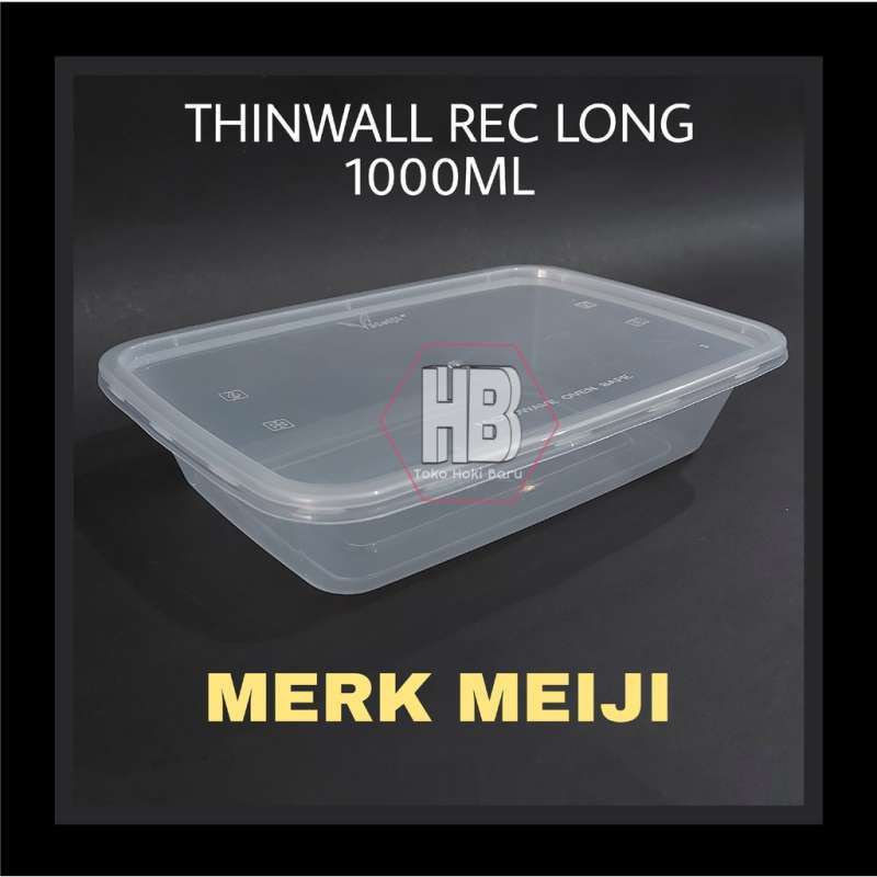 Jual Thinwall Rec Long Xl 1000 Ml Tutup Kotak Makan Plastik Persegi