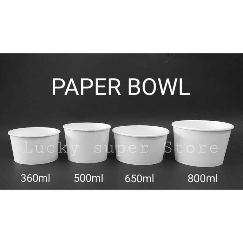 Jual Paper Bowl 360ml / Rice Paper Bowl Bento Box / Mangkok Kertas 360 ...