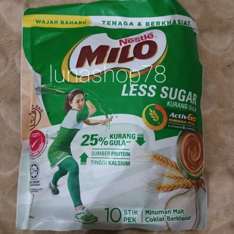 Jual Minuman malt coklat kurang gula Nestle Milo less sugar 10 stik di ...