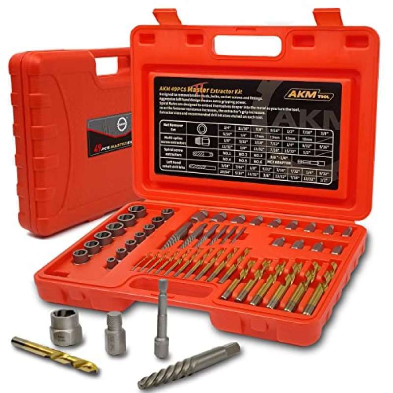 Promo AKM 49-Piece Bolt Extractor Screw Extractor Set, with Bolt ...