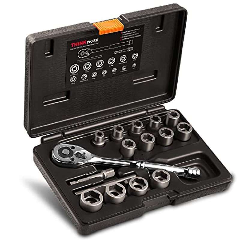 Promo THINKWORK Heavy Duty Bolt Extractor Set, 16 Pieces Impact Bolt ...
