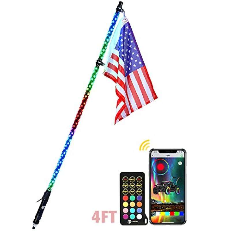 Promo Xprite 4FT RGB Spiral Bluetooth Whip Lights with APP & Wireless Remote Control, Waterproof ...