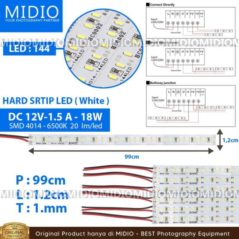 Jual Midio Hard Strip LED SMD 4014 Lampu Putih 6500K 18 Watt di Seller ...