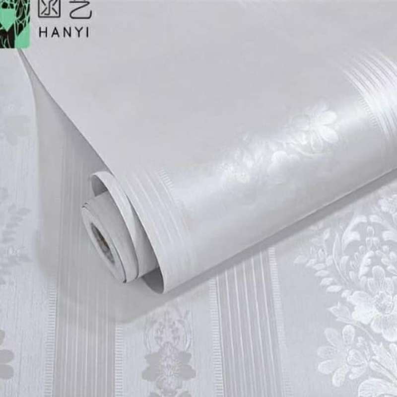 Jual Polos putih tekstur salur bunga 45 cm x 10 mtr || Wallpaper ...