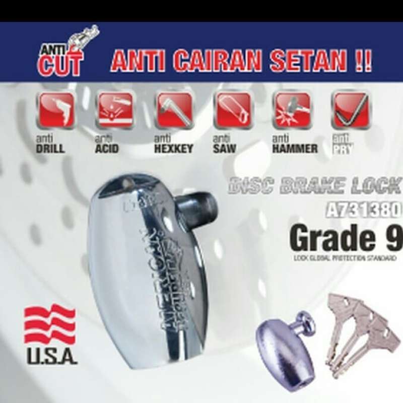 Promo Gembok Motor/ kunci Cakram motor anti maling. Diskon 9% di Seller ...