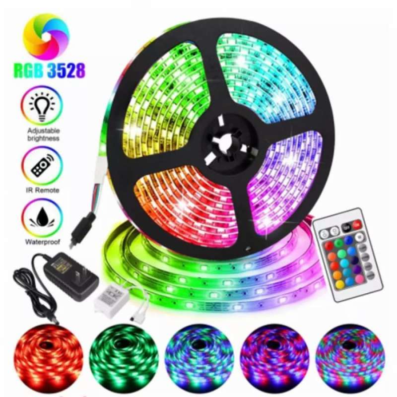 Jual Lampu Led Strip Rgb Warna Warni Ip44 3528 Komplit Set Adaptor ...