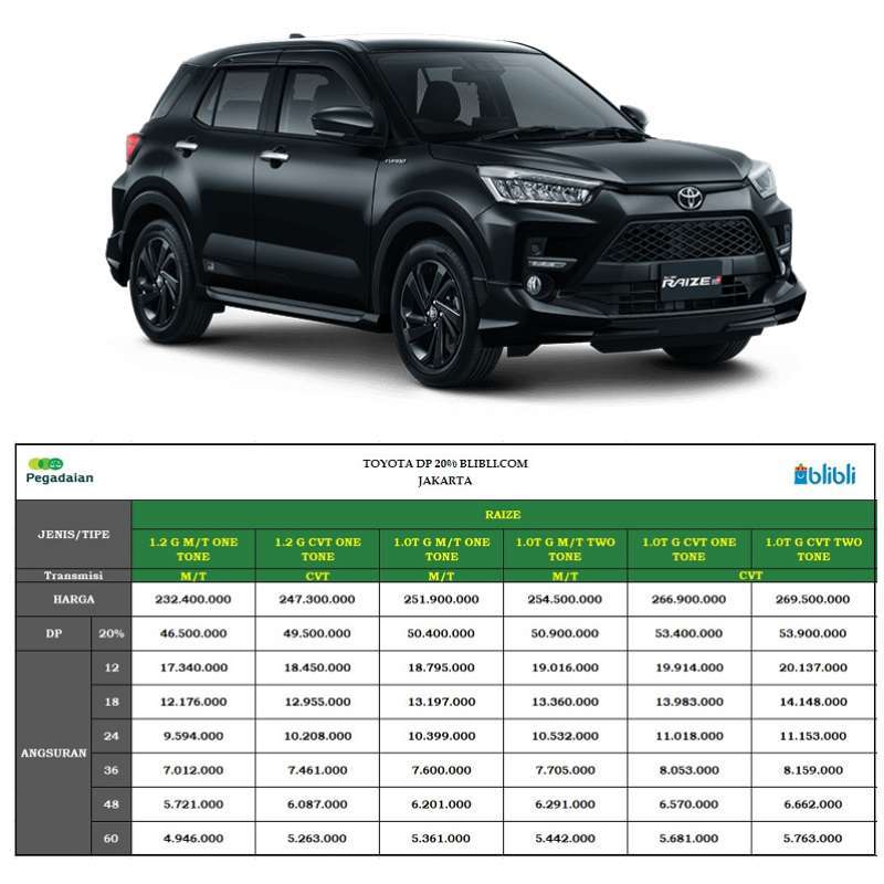 Jual Toyota Raize 1.0t G One Tone Mobil [paket Dp 20%] Di Seller ...