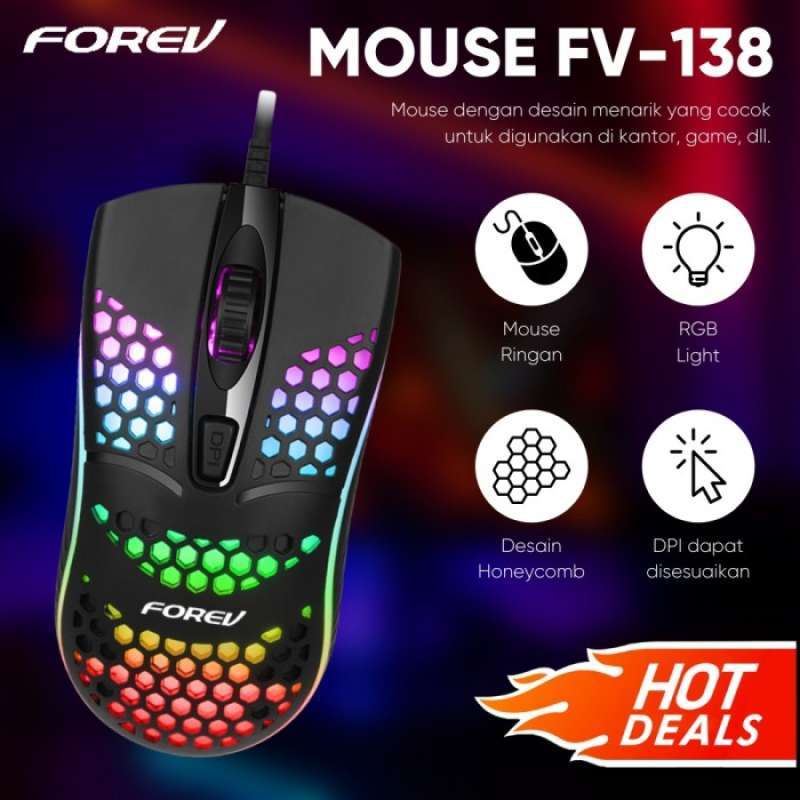 Promo Mouse Gaming Honey Comb Forev FV-138 7 LED RGB Effects Up to ...