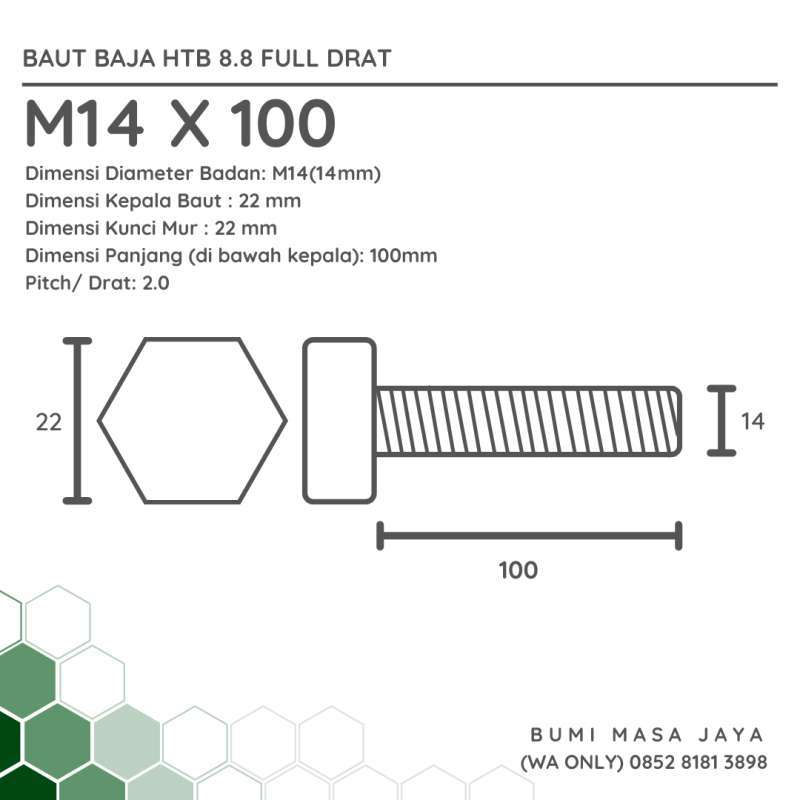 Jual Baut Mur Baja Htb Grade 8.8 - M14 X 100 (full Drat) Di Seller Bumi Masa Jaya - Jembatan ...