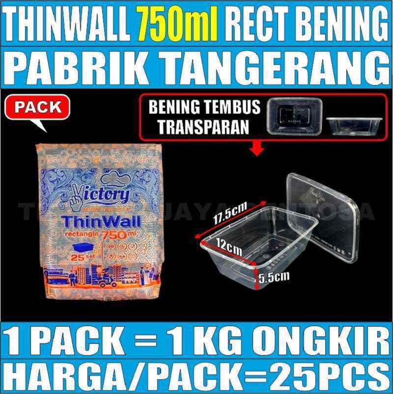 Jual Thinwall 750ml Per Pack Rectangle Food Container Box Tempat Kotak
