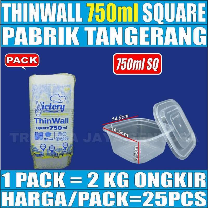 Promo Thinwall Sq 750ml Square Per Pack Food Container Box Tempat Kotak