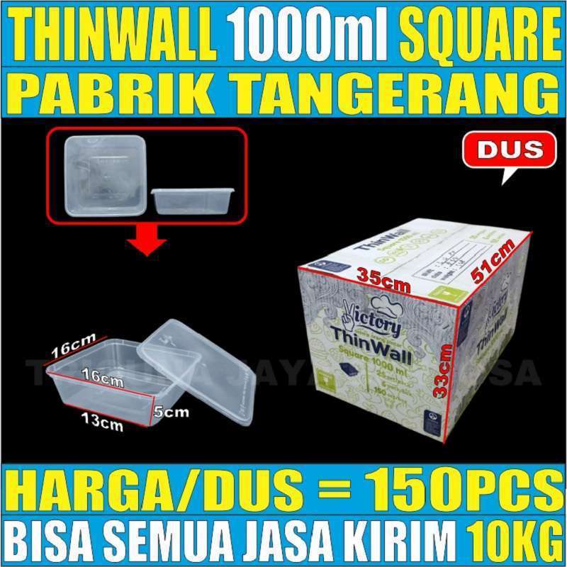 Promo Thinwall Sq 1000ml Square Per Dus Food Container Kotak Makanan