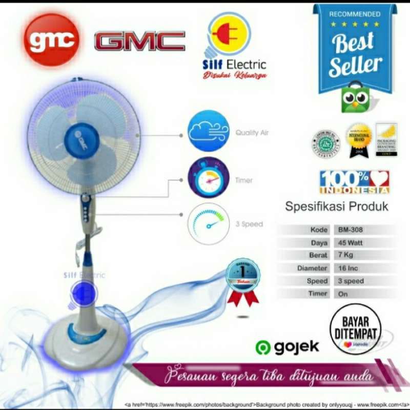 Promo Stand Fan Gmc 308 / 307 / Kipas Angin Berdiri / Tumpu (16 In ...