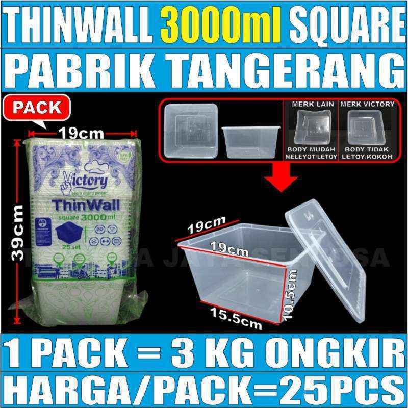 Promo Thinwall Sq 3000ml Square Per Pack Food Container Box Tempat