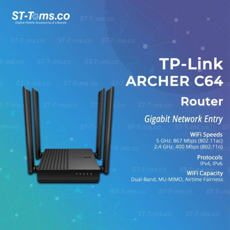 Jual TP-Link Archer C64 AC1200 Wireless MU-MIMO WiFi Router di Seller ...