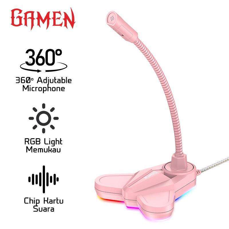 Jual GAMEN Gaming Microphone RGB Lightning Plug & Play Decoding Chip ...