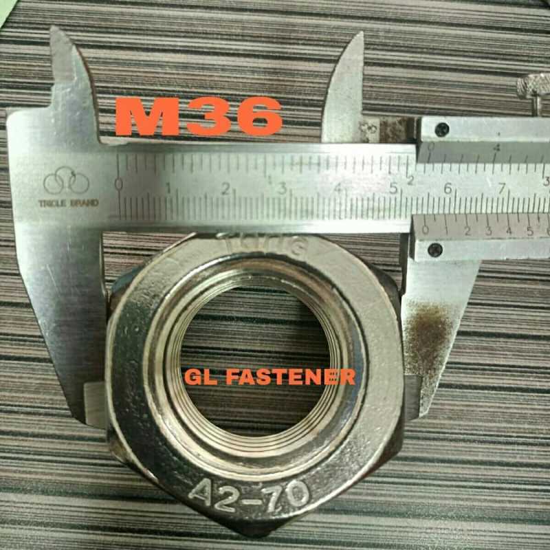 Jual Mur M36 Stainless Steel 304 Hex Nut SUS 304 Kunci 55 Anti Karat di Seller GL FASTENER ...