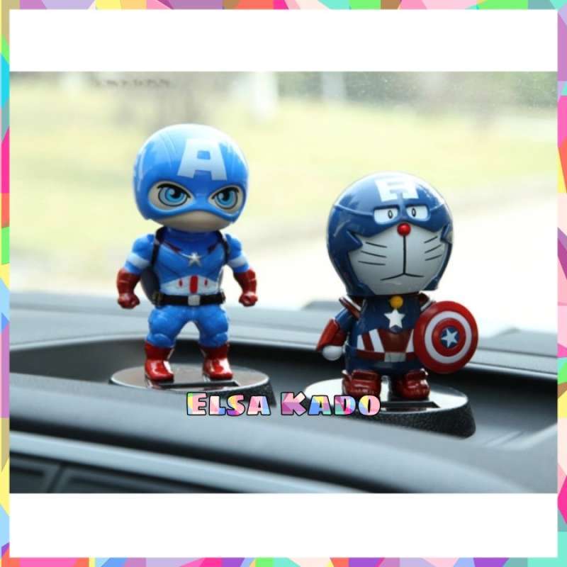 Jual Pajangan Mobil Dashboard Solar Iron Man Biru Doraemon Captain ...