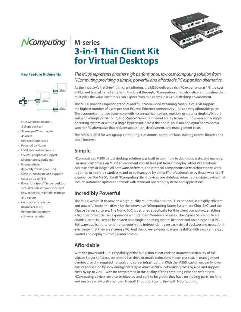 Jual Ncomputing M300 Ori 3-In-1 Client Kit For Virtual Desktop di Seller PT. LEMBAGA MULTI ...