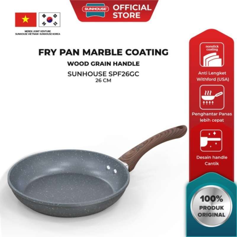 Promo Sunhouse SFP26GC Marble Coating Forged Aluminium Fry Pan 26 cm 1 ...
