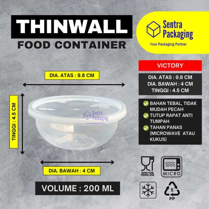 Jual Thinwall Bulat 200Ml / Mangkok Plastik / Packaging / Cup Salad ...