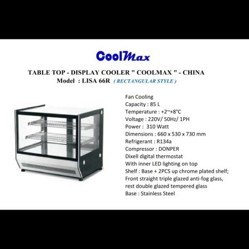 Promo TABLE TOP DISPLAY COOLER COOLMAX MODEL LISA 66 R (RECTANGULAR ...