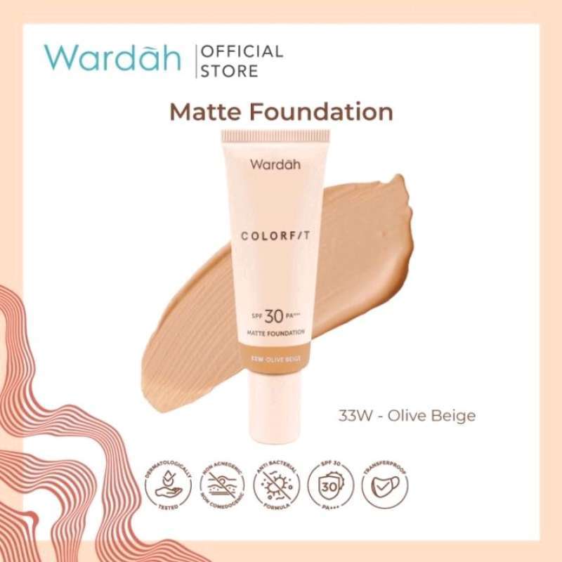 Jual Wardah Colorfit Matte Foundation 33W Olive Beige 25ml di Seller ...