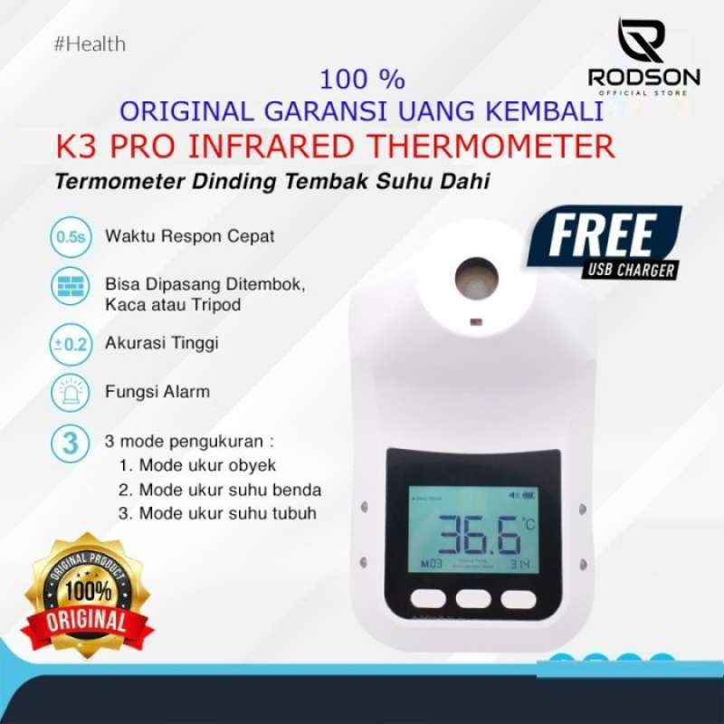 Jual Free Ongkir K3 Pro Wall Infrared Thermometer Termometer Dinding ...