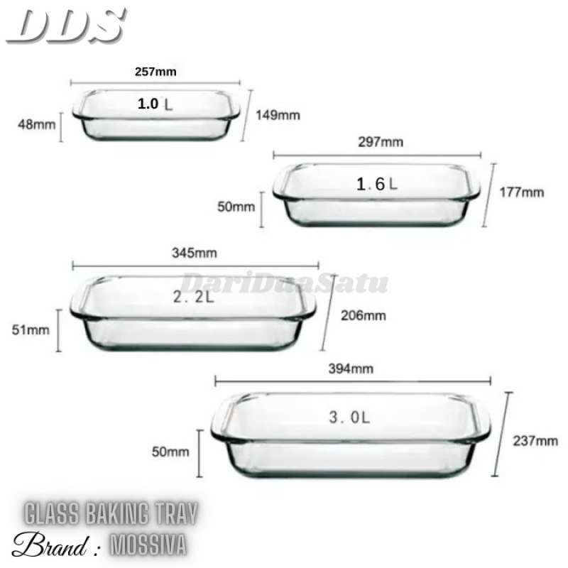 Promo 1 Set Loyang Kaca Persegi Glass Baking Tray Rectangular Roaster ...