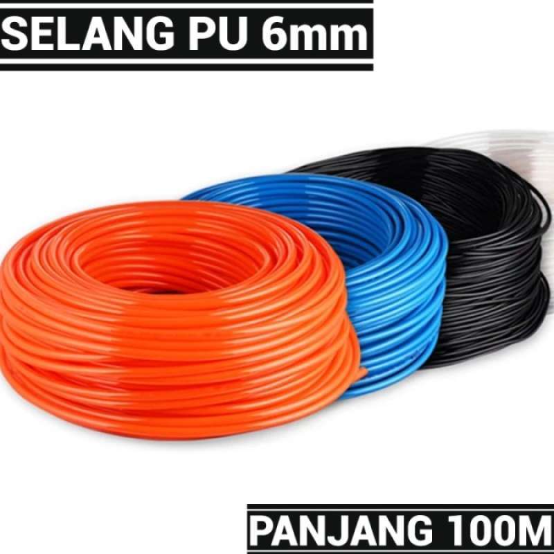 Promo Selang Pu Kualitas Tinggi Ukuran 6mm - Panjang 100 Meter - Hitam ...